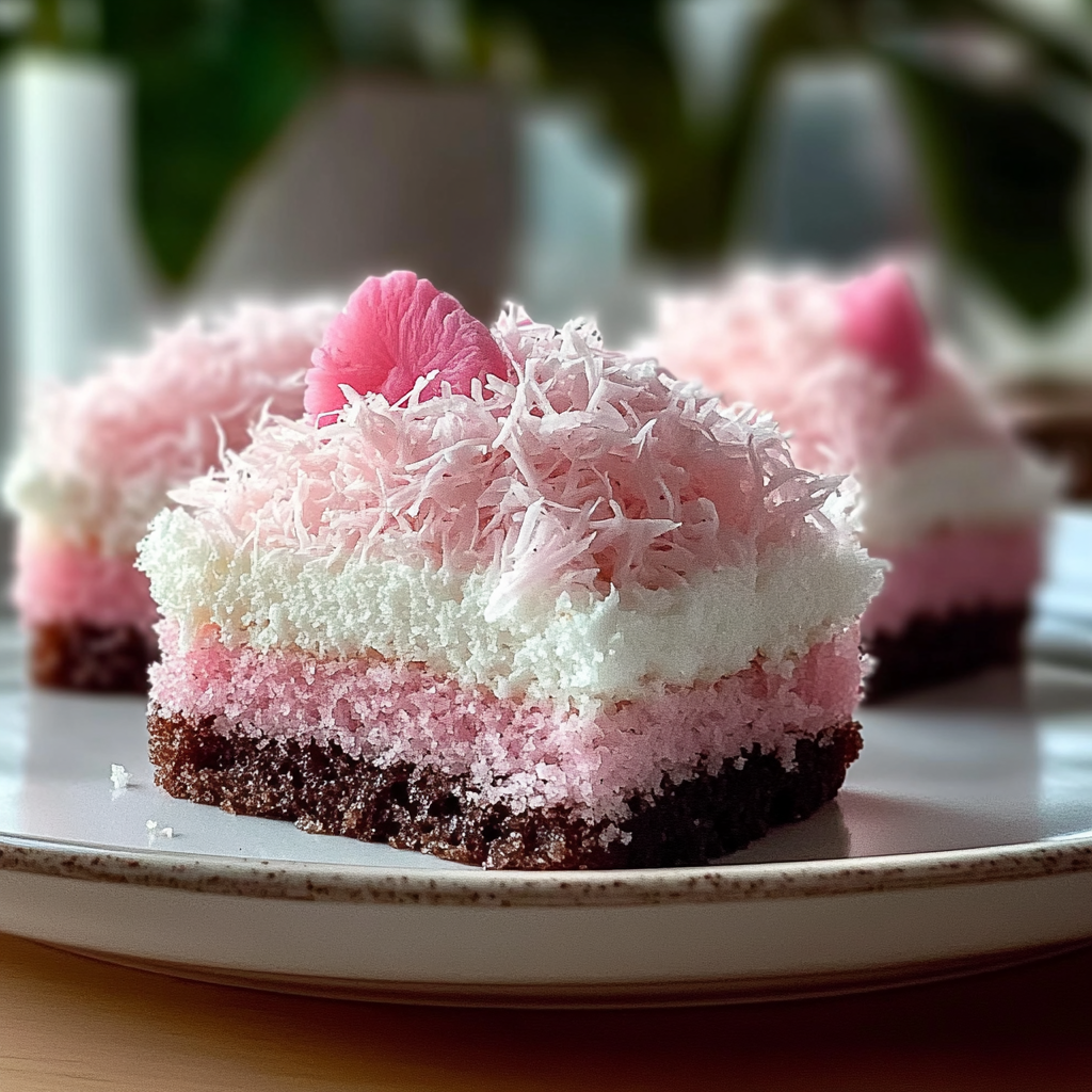 Pink Coconut Snowball Cake Bars